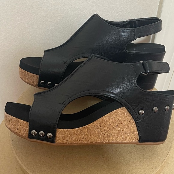 Corkys | Shoes | Corkys Carley Wedge Sandals Shoes Black | Poshmark